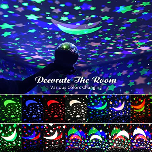 DEVRNEZ Kids Star Night Light Projector 360 Degree Rotating Moon Star Nightlight for 2-12 Year Old Baby Girls&Boys Gifts Night Lights for Nursery Children Room|Party|Birthday Gift Decor Toys (Pink)