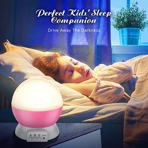 DEVRNEZ Kids Star Night Light Projector 360 Degree Rotating Moon Star Nightlight for 2-12 Year Old Baby Girls&Boys Gifts Night Lights for Nursery Children Room|Party|Birthday Gift Decor Toys (Pink)