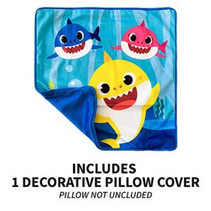 Franco Kids Bedding Soft Decorative Pillow Cover, 15 in x 15 in, Baby Shark