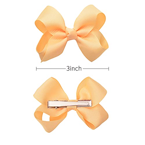 80 PCS Boutique Grosgrain Ribbon Pinwheel 3" Hair Bows Alligator Clips For Babies Toddlers Teens