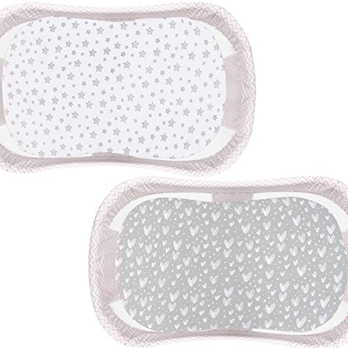 Bassinet Sheets Compatible with Halo Bassinest Swivel, Flex, Glide, Premiere & Luxe Series Sleeper, 2 Pack, 100% Jersey Knit Cotton Sheets, Breathable and Heavenly Soft, Grey and White Print for Baby