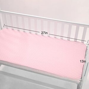 Pleasant Boulevard | Portable Waterproof Baby Changing Pad Liner, Washable Reusable Changing Table Cover Made with Breathable TPU, 27x13in (Pink, 3 Count)