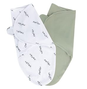 ely's & co. adjustable swaddle blanket infant baby wrap 2 pack (sage, 0-3 months)