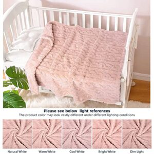 Baby Blanket for Girls Toddlers 3D Fleece Fluffy Fuzzy Blanket for Baby, Soft Warm Cozy Fleece Blanket, Infant or Newborn Receiving Blanket (30x40inch, Pink)