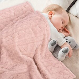 Baby Blanket for Girls Toddlers 3D Fleece Fluffy Fuzzy Blanket for Baby, Soft Warm Cozy Fleece Blanket, Infant or Newborn Receiving Blanket (30x40inch, Pink)