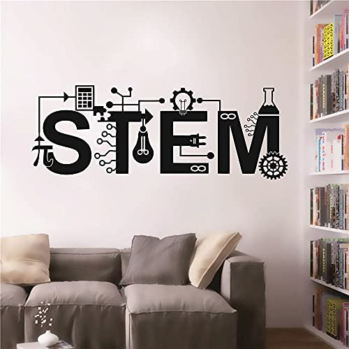 Home Interior Sticker STEM Technology Wall Art Sticker for Classroom Laboratory,Science Math Education Wall Decal School Bedroom Wall Mural TM-70 (Black)