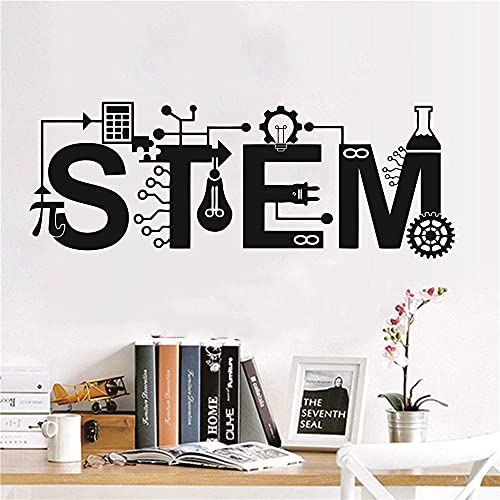 Home Interior Sticker STEM Technology Wall Art Sticker for Classroom Laboratory,Science Math Education Wall Decal School Bedroom Wall Mural TM-70 (Black)