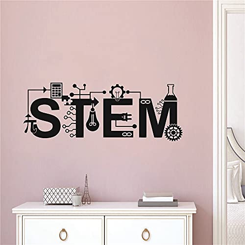 Home Interior Sticker STEM Technology Wall Art Sticker for Classroom Laboratory,Science Math Education Wall Decal School Bedroom Wall Mural TM-70 (Black)