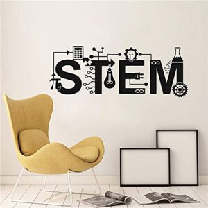 Home Interior Sticker STEM Technology Wall Art Sticker for Classroom Laboratory,Science Math Education Wall Decal School Bedroom Wall Mural TM-70 (Black)