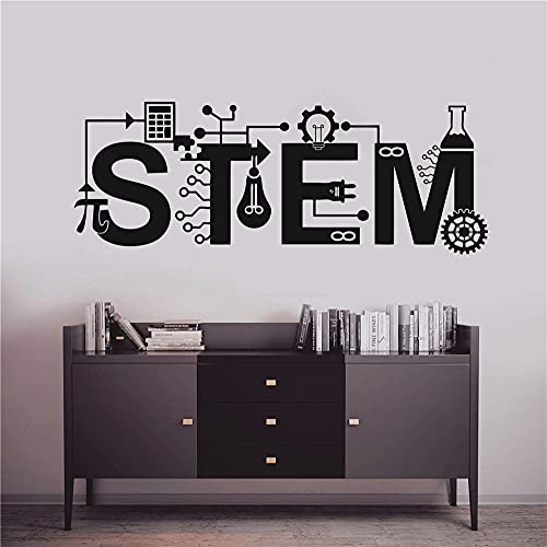 Home Interior Sticker STEM Technology Wall Art Sticker for Classroom Laboratory,Science Math Education Wall Decal School Bedroom Wall Mural TM-70 (Black)