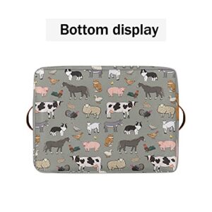 Farm Animal Storage Basket Bins, Cow Sheep Rooster Large Foldable Storage Baskets Fabric Organizer Storage Cubes Box with Handles Collapsible Basket for Shelf Closet Nursery Home Office 1 Pack