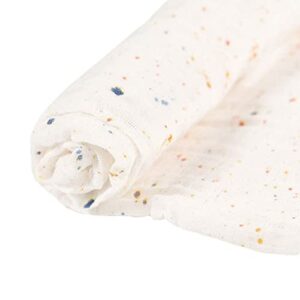 red rover kids cotton muslin swaddle - 47”x 47”- 100% cotton – machine washable – softer with every wash – playful designs -soft, breathable & lightweight – unisex (speckles)