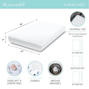 The Peanutshell Mini Crib Sheet Set for Baby Girls - 2 Pack Set for Mini Crib, Pack n Play, Playard - Pink Unicorn & Rainbow