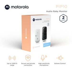 Motorola PIP10 Audio Baby Monitor - 1000ft Range, Secure & Private Connection, High-Sensitivity Mic, Volume Control, Alert Detection Light, Portable Parent Unit (Outlet or AAA Battery - NOT Included)