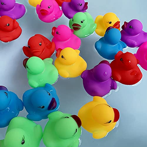 144-Pack Mini Rubber Ducks Set, Mini Colorful Rubber Duckies Bath Toy for Child,Float & Squeak Tiny Ducks Pool Toy Set for Kids Party Favors,Birthday Party Supplies,Prize Rewards