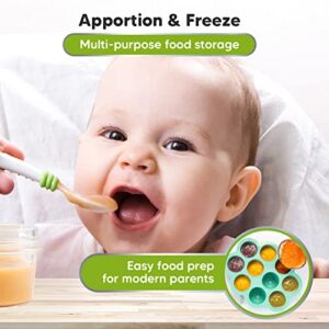 Silicone Baby Food Freezer Tray with Clip-on Lid - Breast Milk Trays for Freezer - Baby Food Containers - Baby Food Trays for Freezing, Dishwasher, Microwave, BPA-Free Baby Food Storage (Alpine Green)