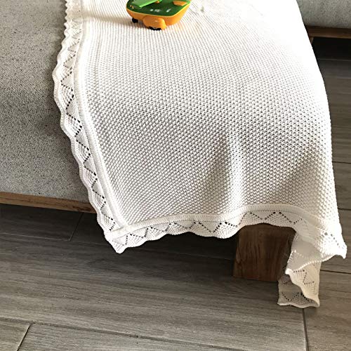 YOYI YOYI Cotton Baby Blanket Waffle Knit Toddler Blankets Soft Warm Breathable Nursery Swaddling Blankets for Girls and Boys Receiving Blanket for Crib, Stroller, car 31"x40"(Milk)