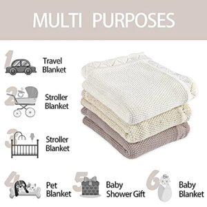 YOYI YOYI Cotton Baby Blanket Waffle Knit Toddler Blankets Soft Warm Breathable Nursery Swaddling Blankets for Girls and Boys Receiving Blanket for Crib, Stroller, car 31"x40"(Milk)