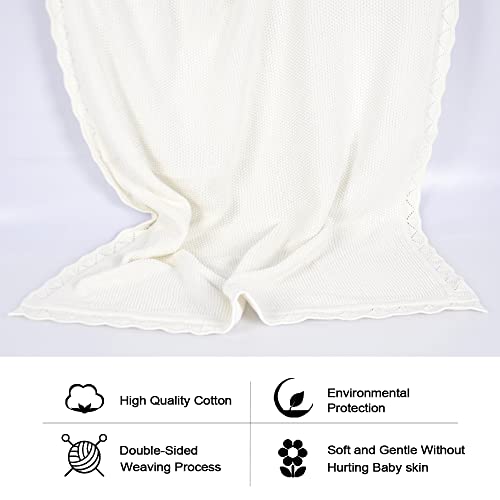 YOYI YOYI Cotton Baby Blanket Waffle Knit Toddler Blankets Soft Warm Breathable Nursery Swaddling Blankets for Girls and Boys Receiving Blanket for Crib, Stroller, car 31"x40"(Milk)