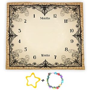 bats baby monthly milestone blanket, 48x40in soft flannel, gothic style backgrounds, newborn mom gifts, baby shower age growth tracker with bonus makers btwyfs117