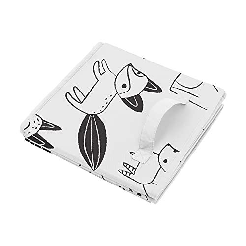 Sweet Jojo Designs Woodland Fox Boy or Girl Small Fabric Toy Bin Storage Box Chest For Baby Nursery or Kids Room - Gender Neutral Black and White Forest Animal