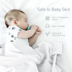 Knirose Newborn Baby Swaddle Blanket Unisex Swaddle Wrap Soft Silky Bamboo Muslin Swaddle Blankets Neutral Receiving Blanket for Newborn Boys and Girls Large 47 x 47 inches(120x120cm) (White)