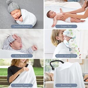 Knirose Newborn Baby Swaddle Blanket Unisex Swaddle Wrap Soft Silky Bamboo Muslin Swaddle Blankets Neutral Receiving Blanket for Newborn Boys and Girls Large 47 x 47 inches(120x120cm) (White)