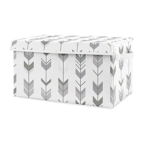 Sweet Jojo Designs Grey Woodland Arrow Boy or Girl Small Fabric Toy Bin Storage Box Chest For Baby Nursery or Kids Room - Gray and White Mod Modern