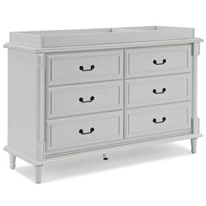 delta children simmons kids juliette 6 drawer dresser with changing top, greenguard gold certified, moonstruck grey