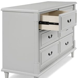 Delta Children Simmons Kids Juliette 6 Drawer Dresser with Changing Top, Greenguard Gold Certified, Moonstruck Grey