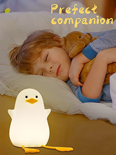 Ammonite Nursery Night Light, Cute Silicone Duck Lamp for Kids, Soft Silicone Kids Nursery Nightlight USB LED Touch Lamp Kids Bedroom Decor as Xmas Birthday Gifts for Boys Girls