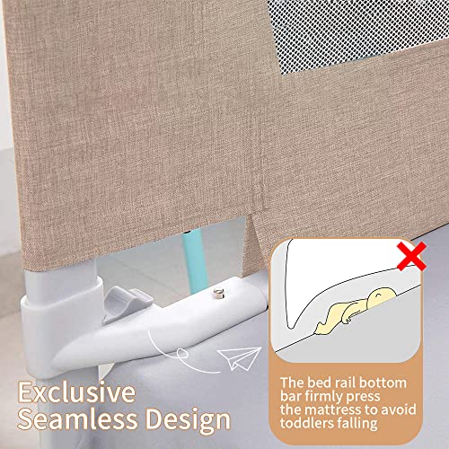 Bed Rails for Toddlers, Extra Tall Specially Designed for Twin, Full, Queen, King Size - Safety Bed Guard Rails for Kids (1 Side:78.74"(L) x27"(H), Khaki)