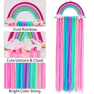 FIOBEE Rainbow Hair Bows Holder Organizer Unicorn Clips Storage Headband Holder Unicorn Wall Hanging Home Décor for Baby Girls Room