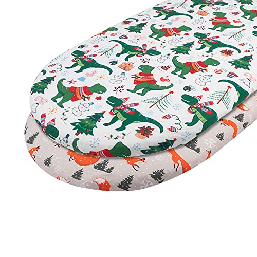 ALVABABY Christmas Gift Stretchy Jersey Changing Pad Covers 2 Pack Bassinet Sheet Soft and Light Baby Cradle Mattress for Boys and Girls 2CZE09