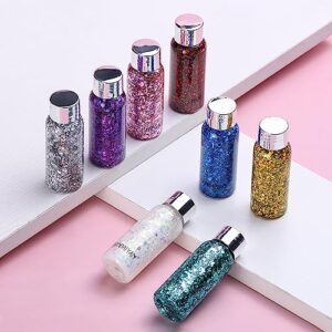 Holographic Body Glitter, TEOYALL Long Lasting Glitter Shimmer Chunky Sequins Glitters for Body, Face, Hair Makeup (Pink)