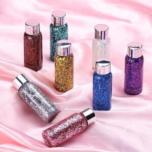 Holographic Body Glitter, TEOYALL Long Lasting Glitter Shimmer Chunky Sequins Glitters for Body, Face, Hair Makeup (Pink)