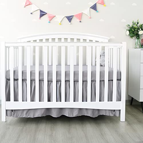 Waterproof Crib Mattress Protector & Crib Skirt [Light Grey]