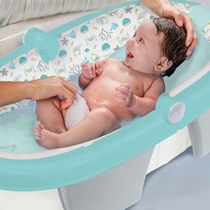 Summer® Foldaway Baby Bath (Under The Sea) - Convenient Baby Bathtub That Folds Compactly for Easy Storage and Travel - Inflatable Base for Extra Support - Durable Infant Tub