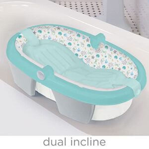 Summer® Foldaway Baby Bath (Under The Sea) - Convenient Baby Bathtub That Folds Compactly for Easy Storage and Travel - Inflatable Base for Extra Support - Durable Infant Tub