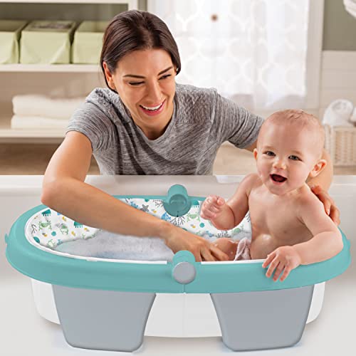 Summer® Foldaway Baby Bath (Under The Sea) - Convenient Baby Bathtub That Folds Compactly for Easy Storage and Travel - Inflatable Base for Extra Support - Durable Infant Tub