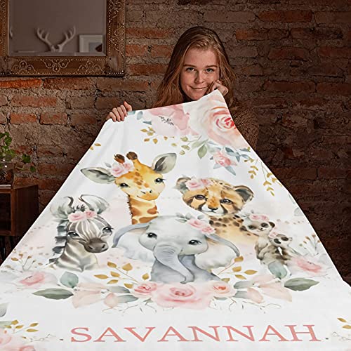 Custom Baby Blanket with Name Personalized Elephant Baby Blankets for Girls Baby Boy Gifts Baby Products Super Soft Blankets for Newborns Nursery Decor Neutral