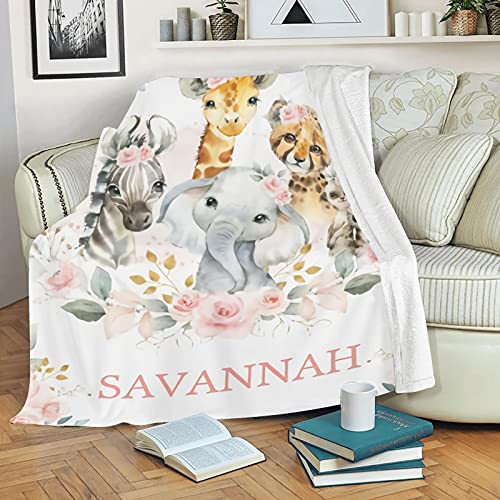 Custom Baby Blanket with Name Personalized Elephant Baby Blankets for Girls Baby Boy Gifts Baby Products Super Soft Blankets for Newborns Nursery Decor Neutral