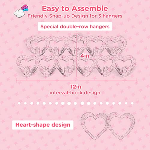 Headband Holder for Baby Girls, Vimiv Headband Organizer for Baby Girls, Baby Bow Holder Organizer w/Heart-Shape Velvet Hangers, Baby Headband Holder Organizer for Door,Closet,Wall, Light Pink