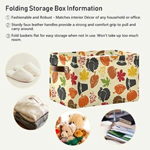 Linqin Thanksgiving Day Decorative Basket Collapsible Rectangular Canvas Storage Bin Foldable Closet Cube Organizer Box with Handles for Clothes/Toys