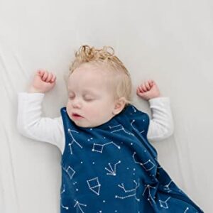 Woolino Merino Wool Baby Sleep Sack - 4 Season Basic Sleep Sack for Baby - Two-Way Zipper Sleeping Bag for Infants - Baby Wearable Blanket - 6-18 Months - Night Sky