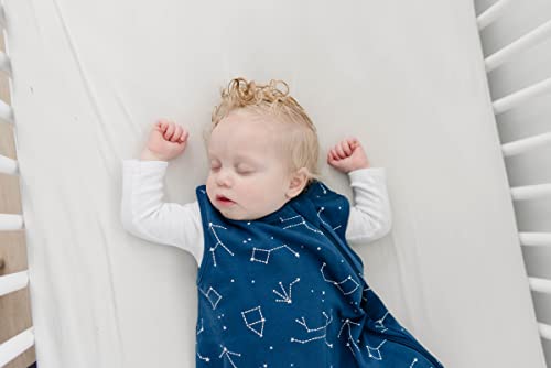 Woolino Merino Wool Baby Sleep Sack - 4 Season Basic Sleep Sack for Baby - Two-Way Zipper Sleeping Bag for Infants - Baby Wearable Blanket - 6-18 Months - Night Sky