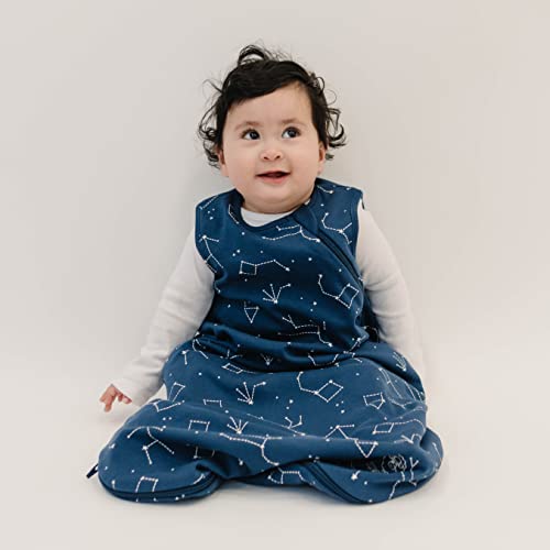 Woolino Merino Wool Baby Sleep Sack - 4 Season Basic Sleep Sack for Baby - Two-Way Zipper Sleeping Bag for Infants - Baby Wearable Blanket - 6-18 Months - Night Sky