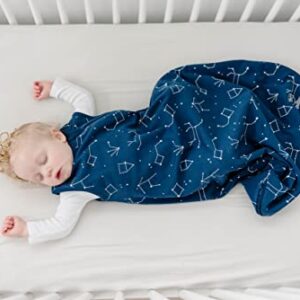 Woolino Merino Wool Baby Sleep Sack - 4 Season Basic Sleep Sack for Baby - Two-Way Zipper Sleeping Bag for Infants - Baby Wearable Blanket - 6-18 Months - Night Sky