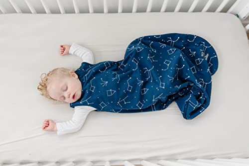 Woolino Merino Wool Baby Sleep Sack - 4 Season Basic Sleep Sack for Baby - Two-Way Zipper Sleeping Bag for Infants - Baby Wearable Blanket - 6-18 Months - Night Sky