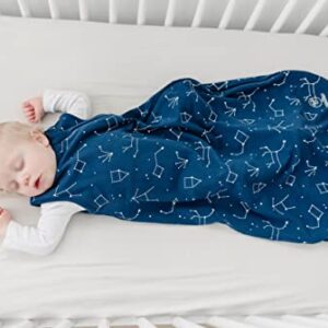 Woolino Merino Wool Baby Sleep Sack - 4 Season Basic Sleep Sack for Baby - Two-Way Zipper Sleeping Bag for Infants - Baby Wearable Blanket - 6-18 Months - Night Sky